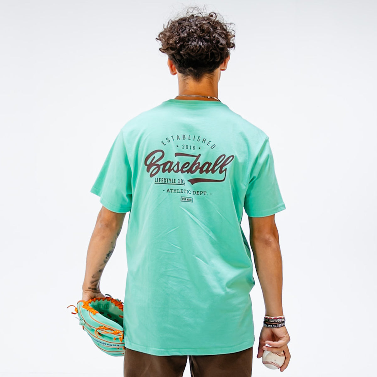 Established Tee - Mint/Brown - Baseball Lifestyle 101