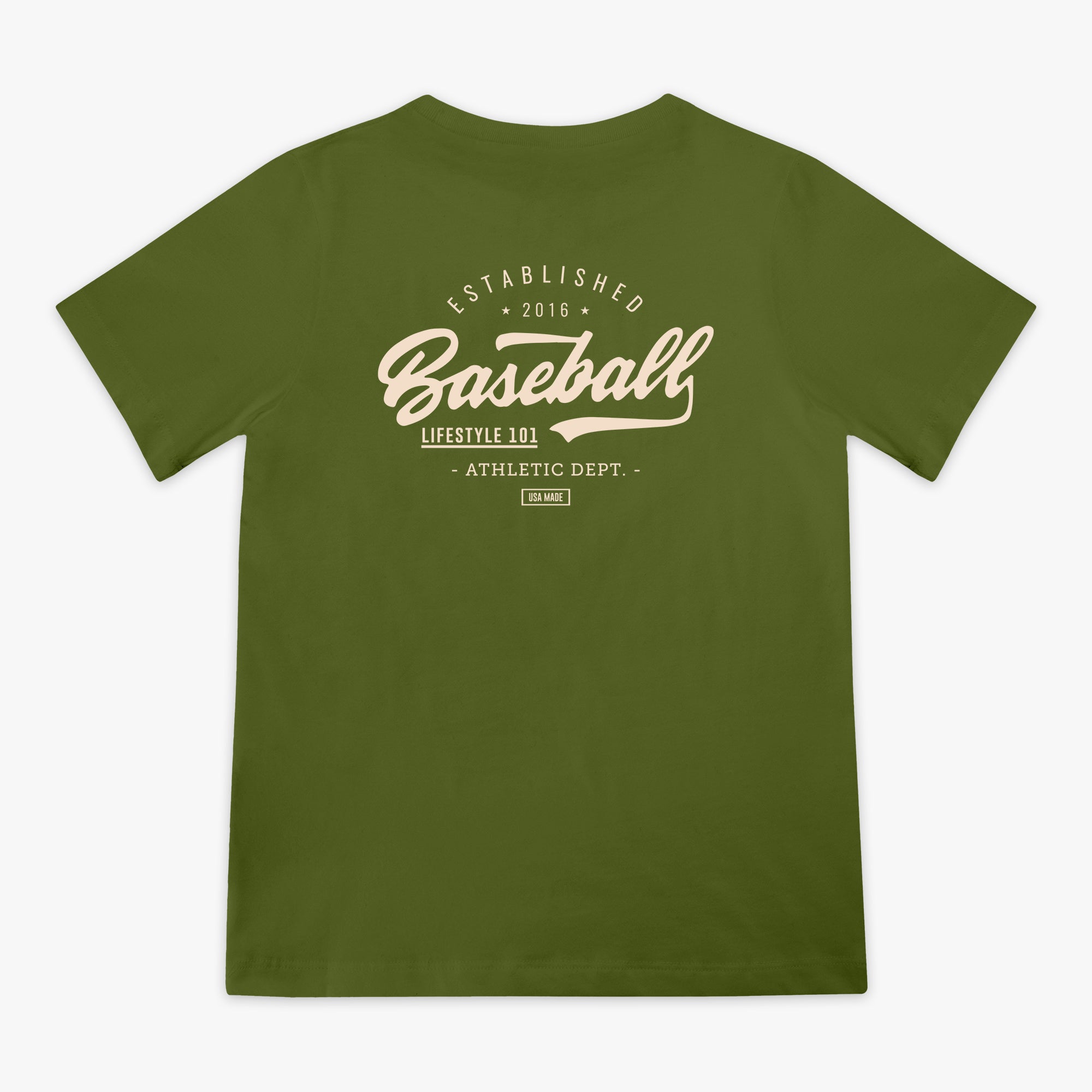 Established Youth Tee - Green/Bone - Baseball Lifestyle 101