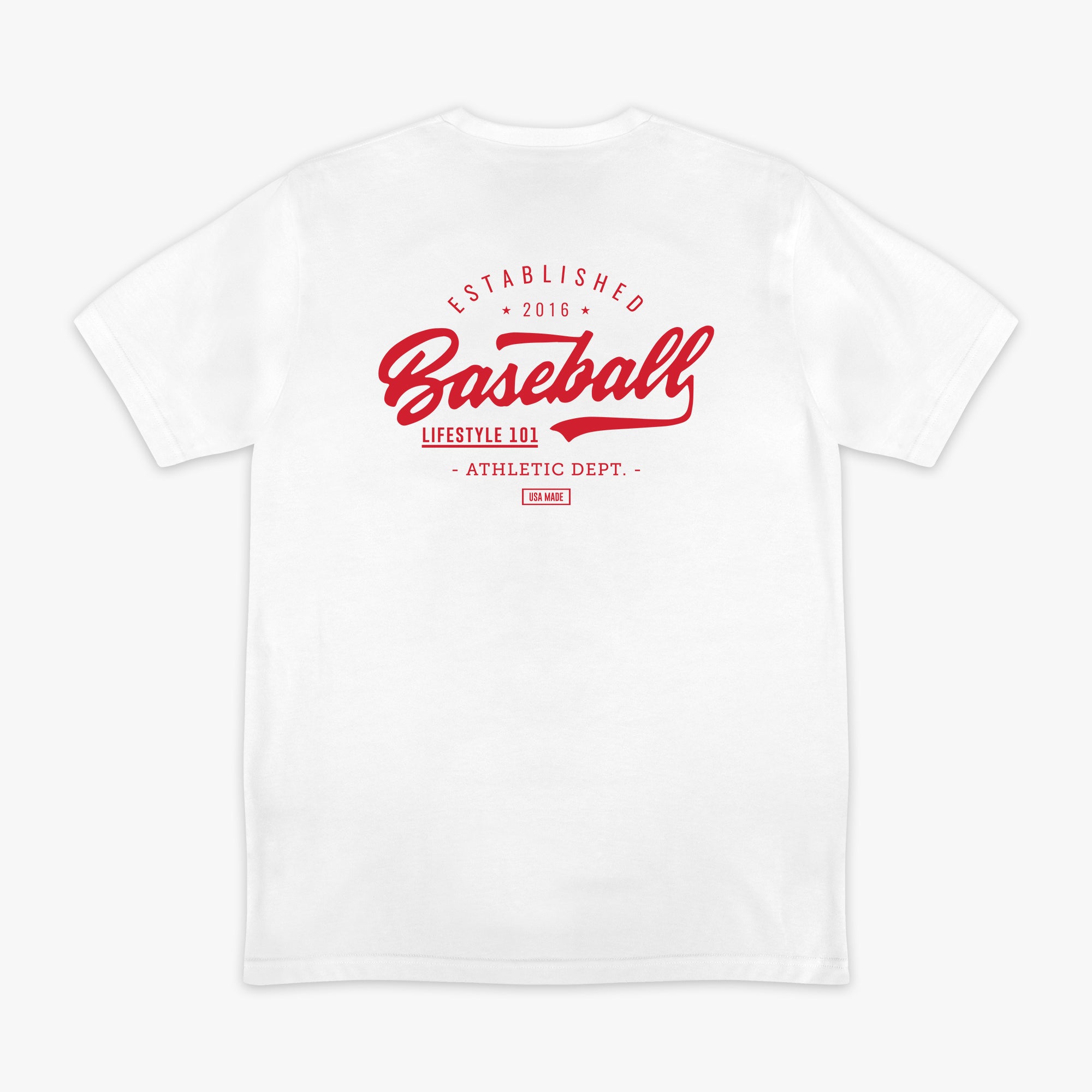 Established Tee - BL White/BL Red - Baseball Lifestyle 101