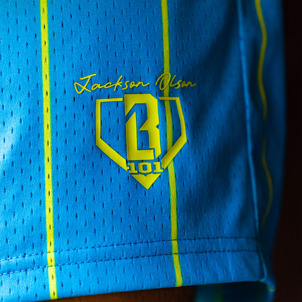 Jackson Olson Signature Shorts - Neon Pinstripes – Baseball Lifestyle 101