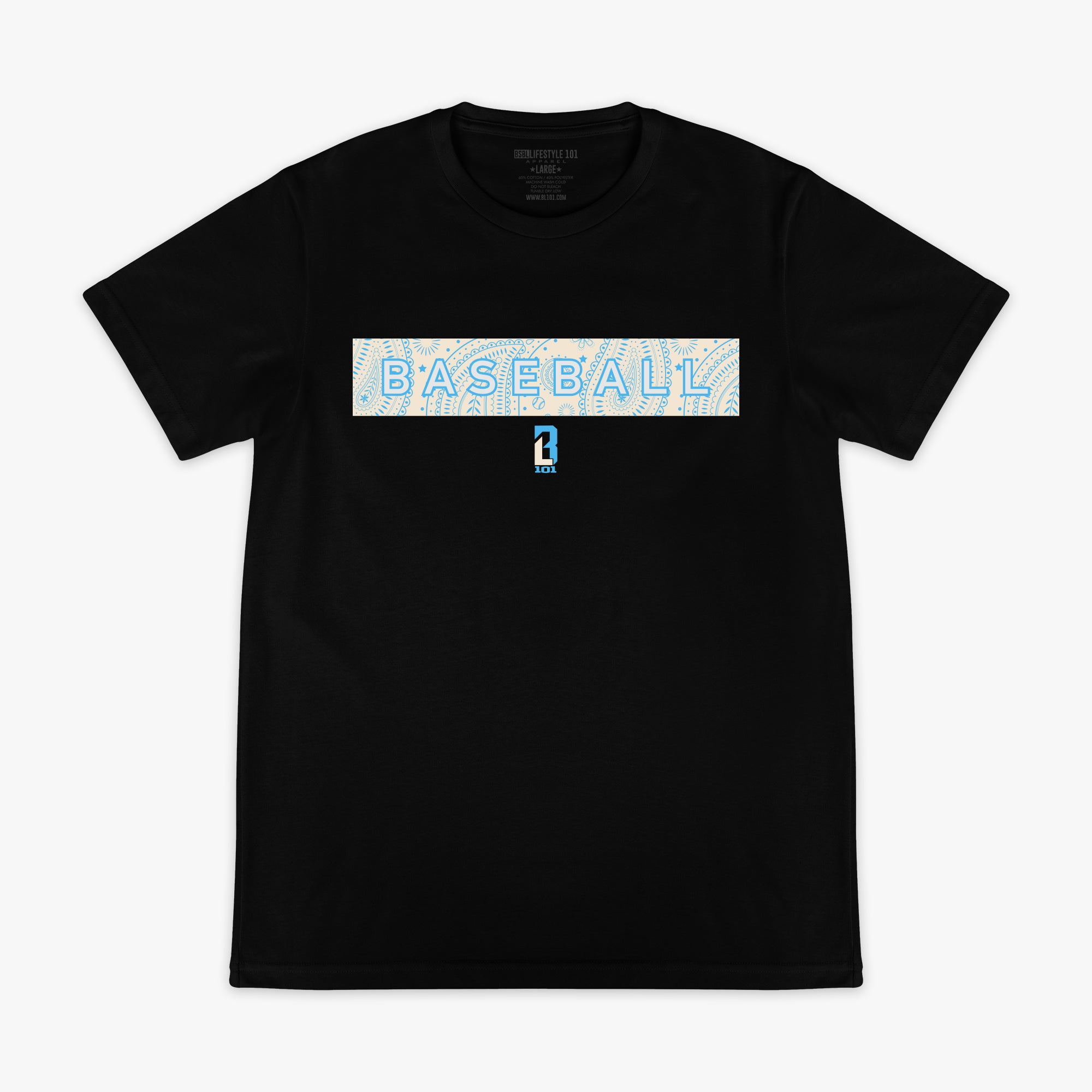 Paisley Tee - Black/Bone/Light Blue - Baseball Lifestyle 101