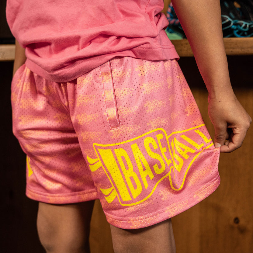 Pennant Shorts - Pink Lemonade - Baseball Lifestyle 101
